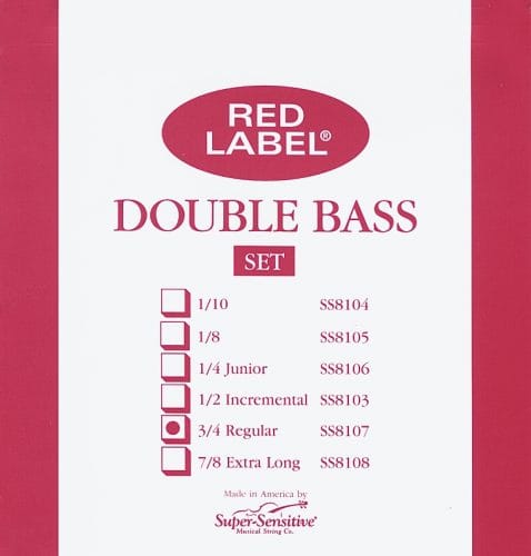 SS8107, SUPER SENSITIVE 3/4-SIZE REGULAR BASS STRINGS SET, RED LABEL ...
